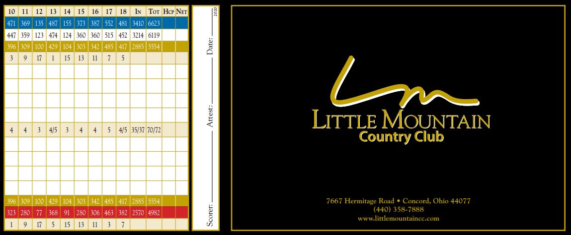 Scorecard - Little Mountain Country Club